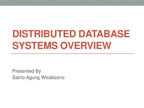 Ppt Distributed Database Systems Overview Powerpoint Presentation