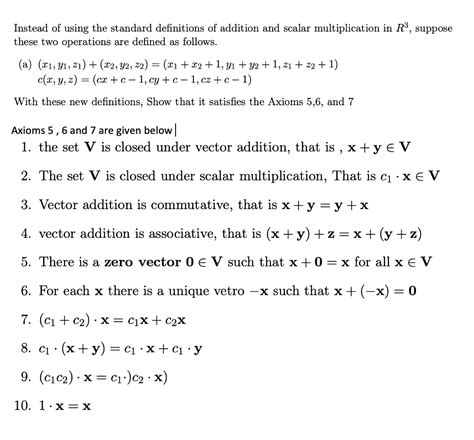 solved instead of using the standard definitions of addition