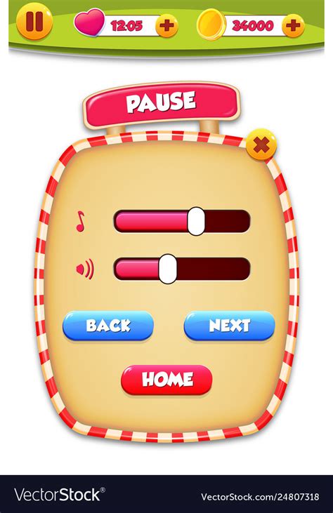 Pause Menu Scene Pop Up With Sound Music Vector Image