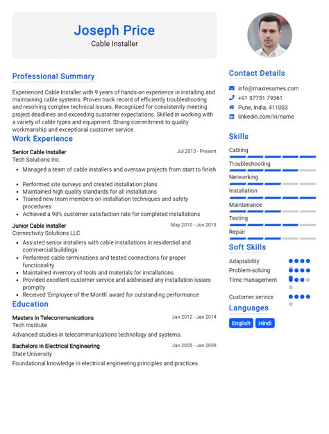 7 Best Cable Installer Resume Examples For 2026