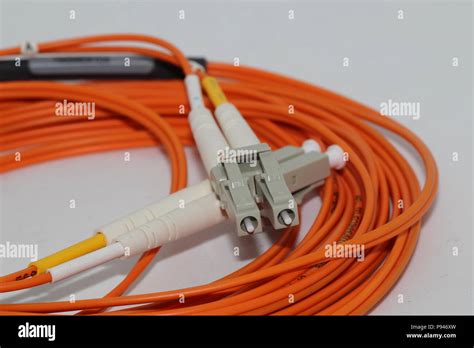 Fiber Optics LC Duplex Connectors Patch Cord Isolated On White
