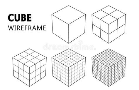 Wireframe Cube In Differenr Resolution Connection Structure Futuristic Digital Technology