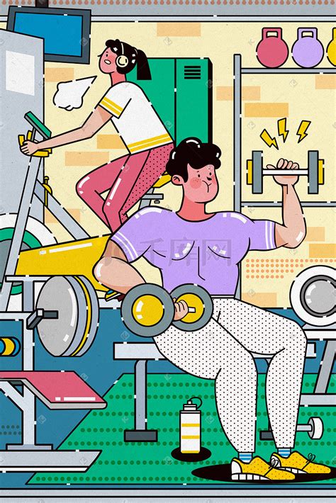 运动健身哑铃插画 运动健身哑铃配图 千库网