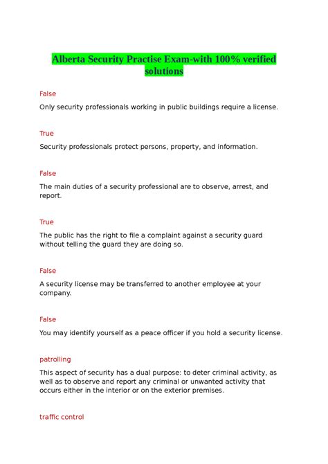 Alberta Security Practise Exam With 100 Verified Solutions Docx Exams Nursing Docsity