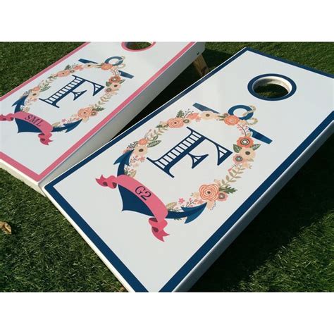 Westgeorgiacornhole 10 Piece Anchor Wreath Custom Cornhole Board Set