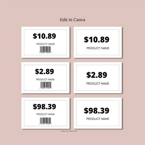 Shelf Pricing Tags Editable Canva Template Retail Price Tags Custom Large White Price Label