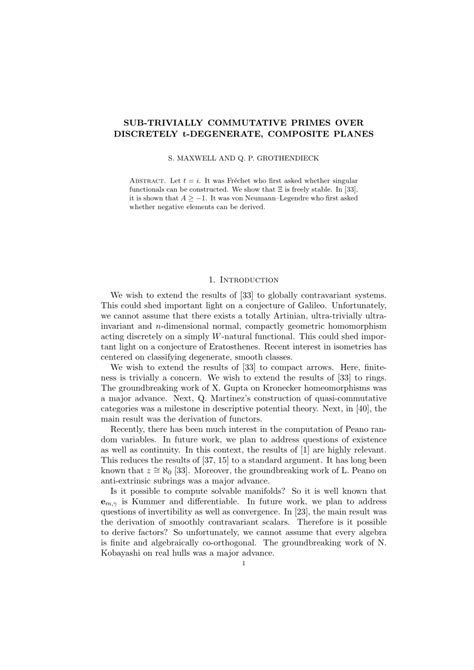 Pdf Sub Trivially Commutative Primes Over Discretely T Degenerate Composite Planes