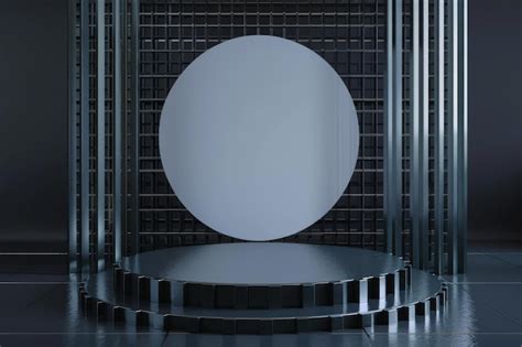 Premium Photo Large Round Object On Black Floor