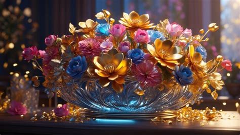 Premium Ai Image Glowing Golden Flowers In An Ethereal Ambiance 24
