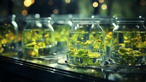 Premium AI Image Algae Microalgae Research In Laboratories Biotechnology Science Generative Ai