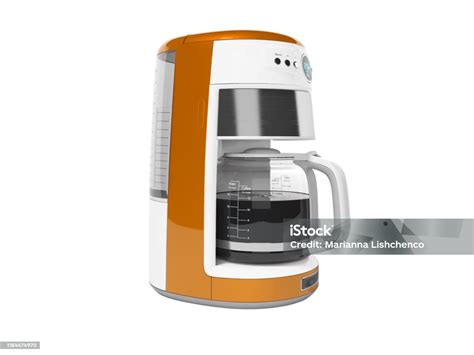 흰색 배경에 유리 3d 렌더링 그림자의 주전자와 오렌지 드립 커피 메이커 그림자 없음 가축에 대한 스톡 사진 및 기타 이미지