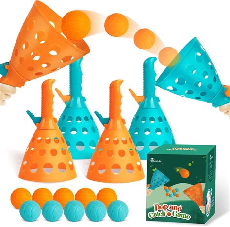 Pop And Catch Ball Game With 10 Balls And 4 Catch Launcher Baskets