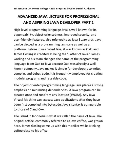 Java Advanced Lecture For Professional And Aspiring Java Developer Part