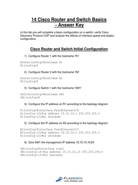 14 Cisco Router And Switch Basics Answer Key Download Free Pdf