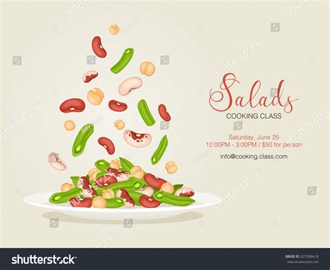 Cooking Class Flayer Template Fresh Salad Stock Vector Royalty Free