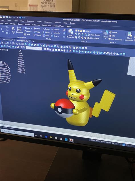 I Got Bored And Made An Ugly Pikachu In Class Today First Time Trying To Model Something With A
