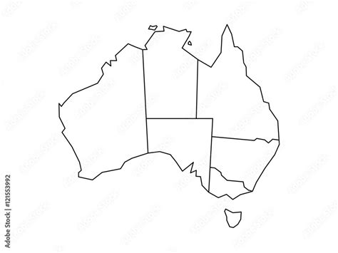 Poster Blind Map Of Australia Divided Into States And Territories