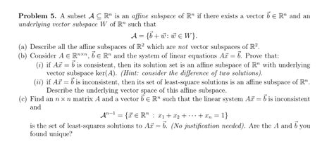 solved problem 5 a subset a c rn is an affine subspace of