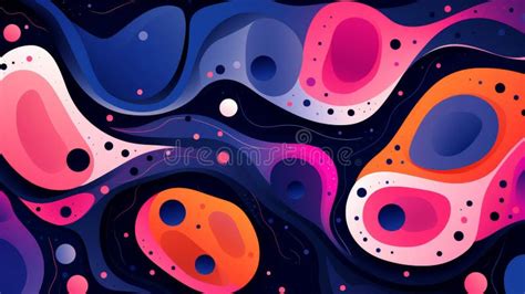 Detailed And Dynamic Flat Illustrations Of Abstract Microscopic Cells
