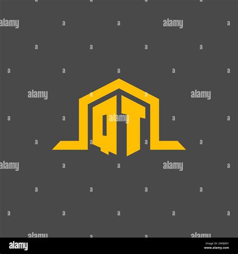 QT Monogram Initial Logo With Hexagon Style Design Ideas Stock Vector