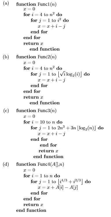 Solved Problem Give The Asymptotic Running Time Of Each Chegg Com