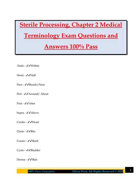 Sterile Processing Chapter 2 Medical Terminology Exam Questions And