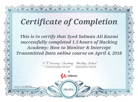 Syed Salman Ali Kazmi On Linkedin Completion Certificate For Hacking Academy How To Monitor