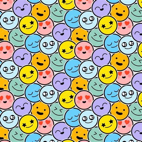 Free Vector Colourful Smile Emojis Seamless Pattern Template