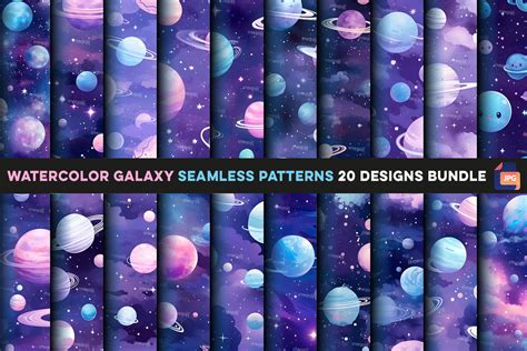 Watercolor Galaxy Seamless Patterns Graphic By Jijopero · Creative Fabrica