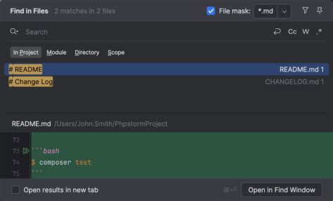 Search For A Target Within A Project Phpstorm Documentation