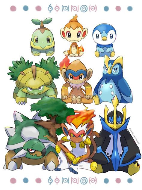 Piplup Turtwig Chimchar Unown Empoleon And 5 More Pokemon Drawn