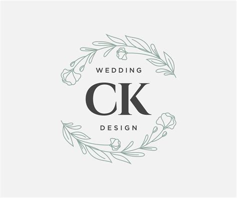 Ck Initials Letter Wedding Monogram Logos Collection Hand Drawn Modern Minimalistic And Floral