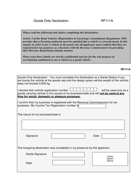 goods only declaration form fill online printable fillable blank pdffiller