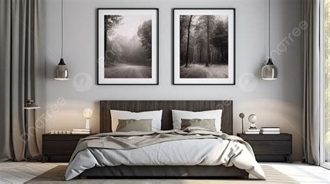 장식되지 않은 포스터 프레임 3d 렌더가 있는 세련된 침실 장식 포스터 프레임 프레임 모형 벽 패널 배경 일러스트 및 사진 무료 다운로드 Pngtree