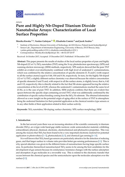 Pdf Pure And Highly Nb Doped Titanium Dioxide Nanotubular Arrays