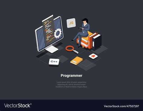 Software Development Coding Process Programmer Vector Image