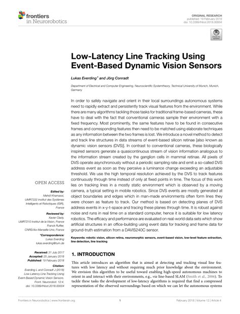 PDF Low Latency Line Tracking Using Event Based Dynamic Vision Sensors