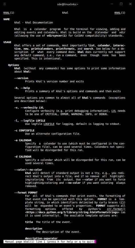 Khal Calendar Program Linuxlinks