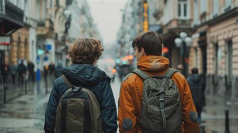 Premium Photo Two Strangers Pass Each Other In The Street Both With