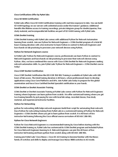 Cisco Certifications And Training By Pynet Download Free Pdf Cisco Certifications Computer