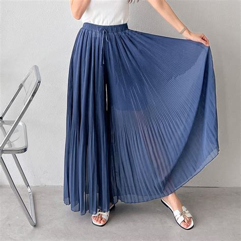 19써니 쉬폰 치마바지 플리츠 와이드 주름 고무줄 팬츠
