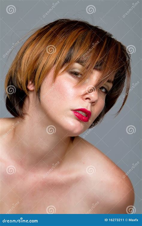 Short Hair Brunette Girl Stock Image Image