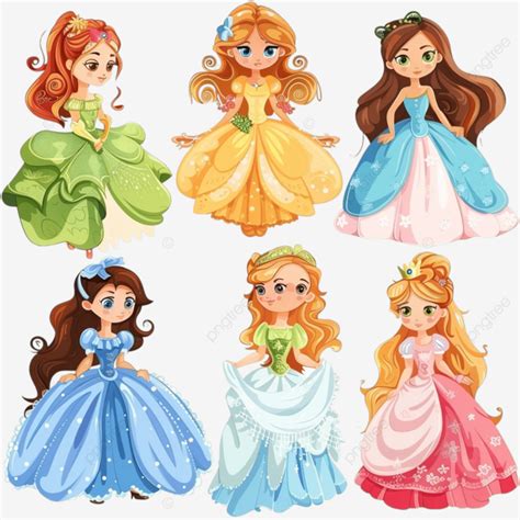 아름다운 공주들의 귀여운 컬렉션 공주님 캐릭터 복장 Png 일러스트 및 이미지 에 대한 무료 다운로드 Pngtree