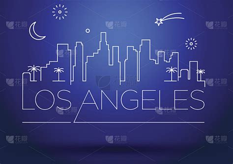 洛杉矶城市线条剪影排版设计