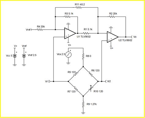 Tlv9002 Finding Vcm In Single Supply Strain Gauge Bridge Amplifier Circuit Amplifiers Forum