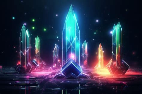 Premium Photo Beautiful D Rendering Rgb Lighting Background With Crystal Shapes