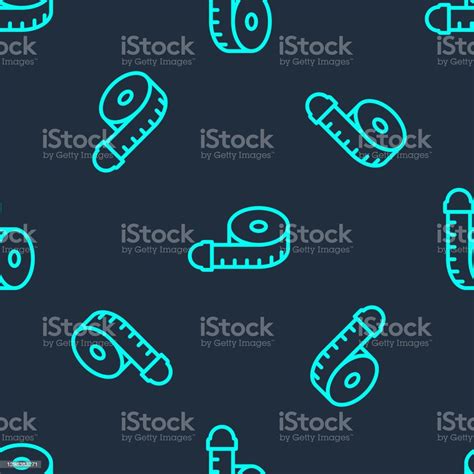 녹색 선 테이프 측정 아이콘 블루 배경에 절연 원활한 패턴 측정 테이프 벡터 개념에 대한 스톡 벡터 아트 및 기타 이미지 개념 거리가 먼 건설 산업 Istock