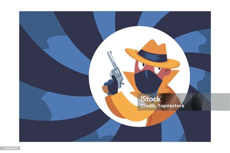 남자 스파이 캐릭터 에서 겨자 외투 와 모자 와 권총 조사하는 벡터 삽화 가리기에 대한 스톡 벡터 아트 및 기타 이미지 Istock