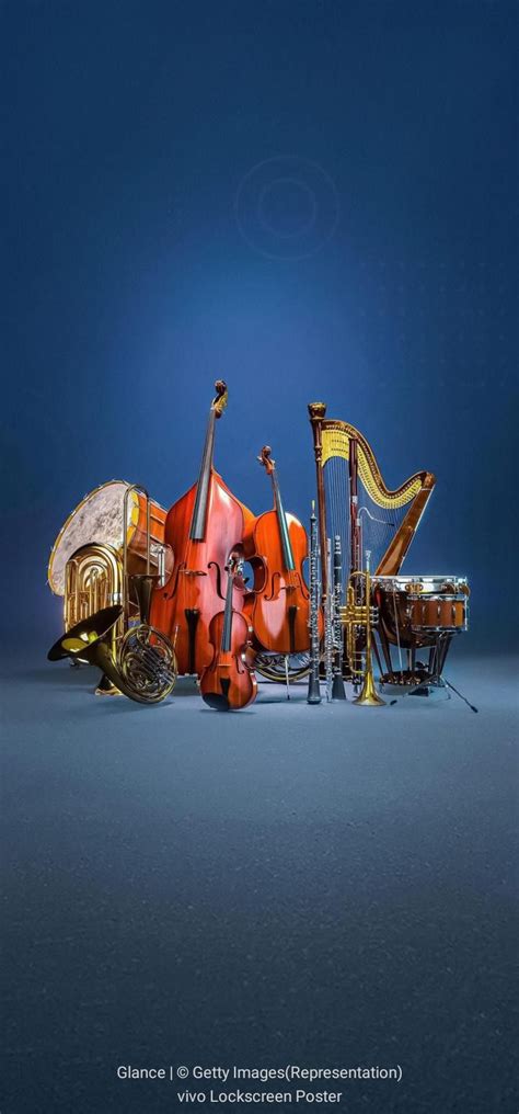 Musical Instruments On Dark Blue Background