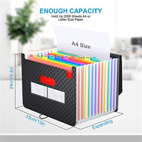 Accordian File Organizer 12 Pockets Expanding File Folder Expandable Thinktex